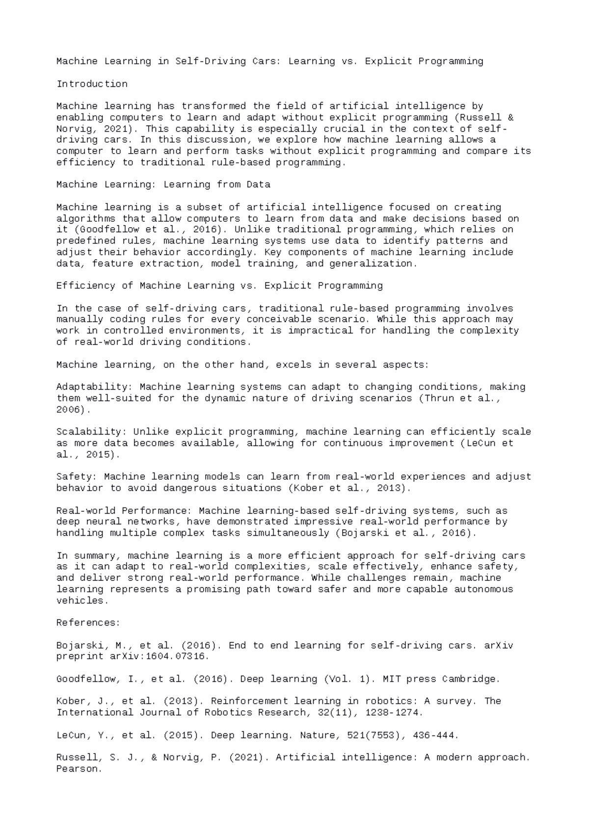Discussion - lecture notes - Machine Learning in Self-Driving Cars ...