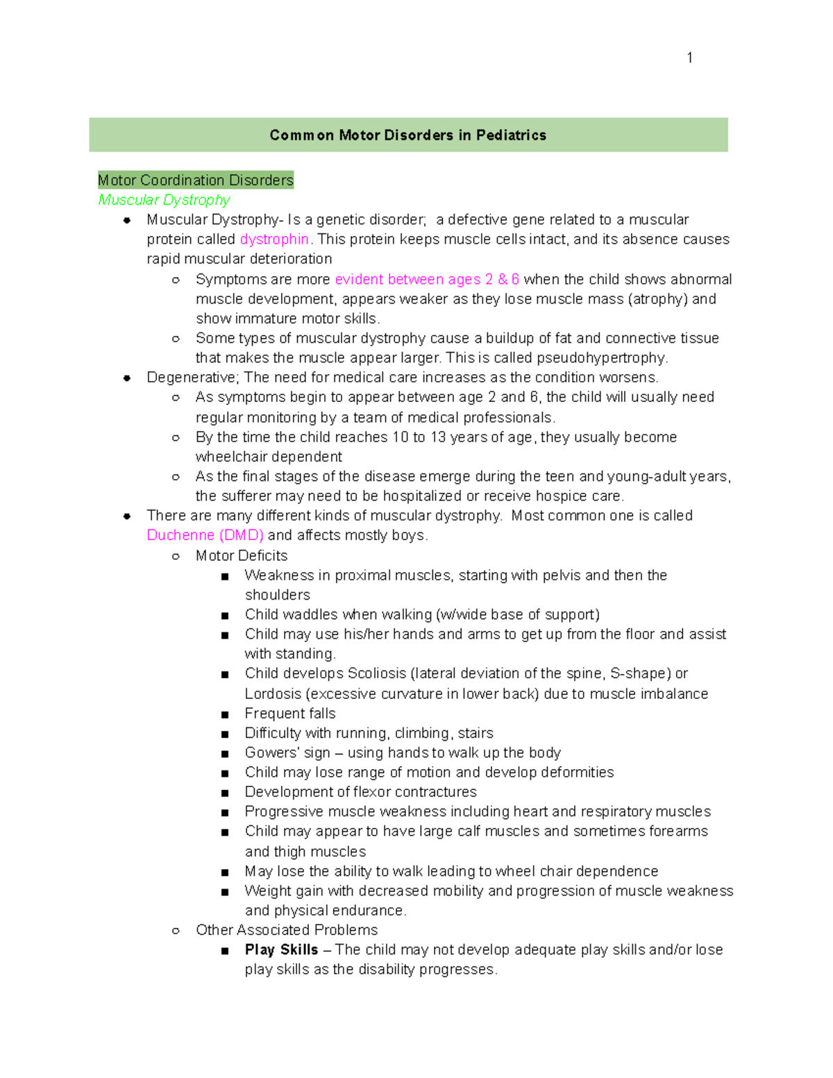 Common Pediatric Motor Disorder - Common Motor Disorders in Pediatrics ...