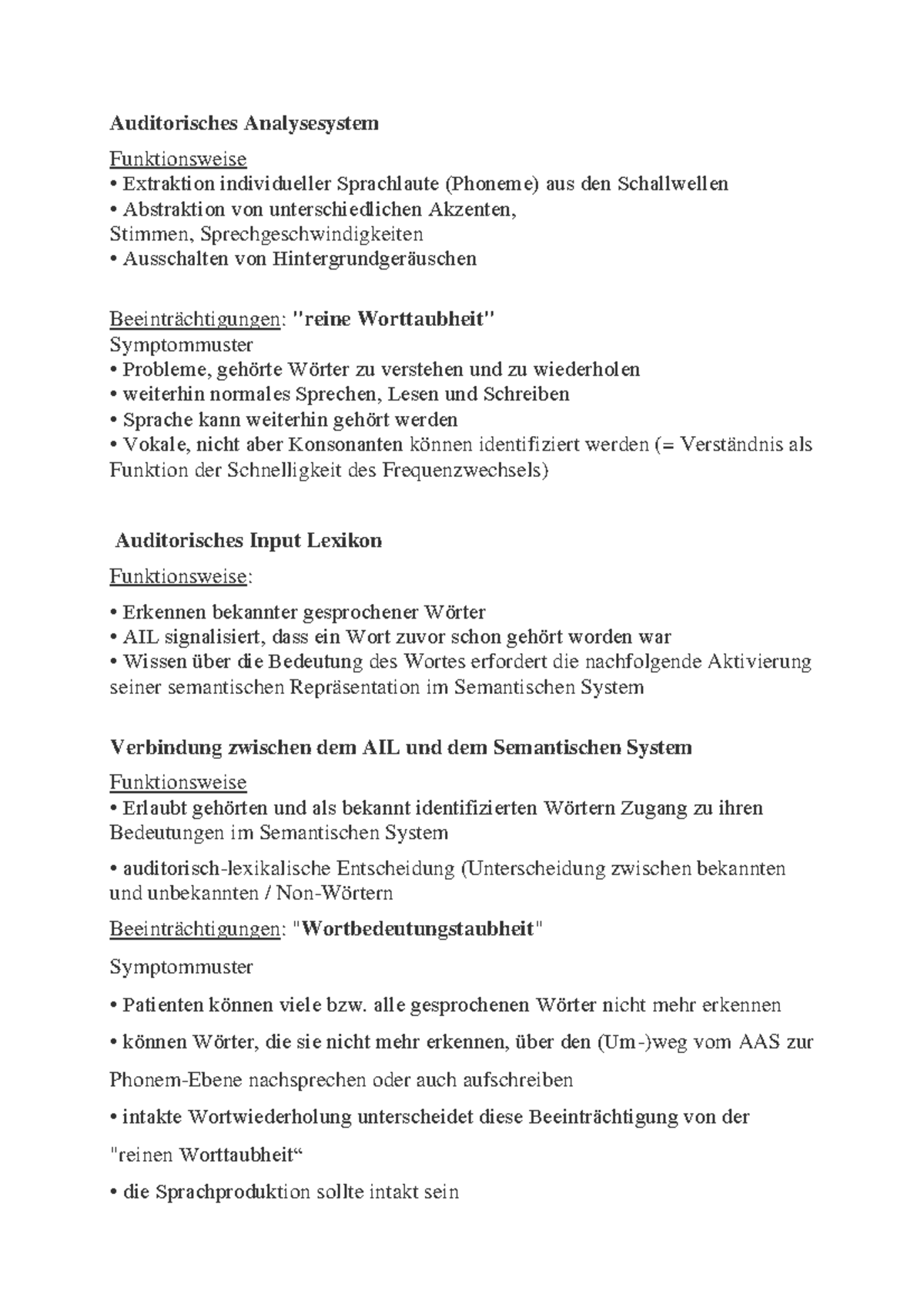 Kognitives Modell der Sprachperzeption 2 - Auditorisches Analysesystem ...