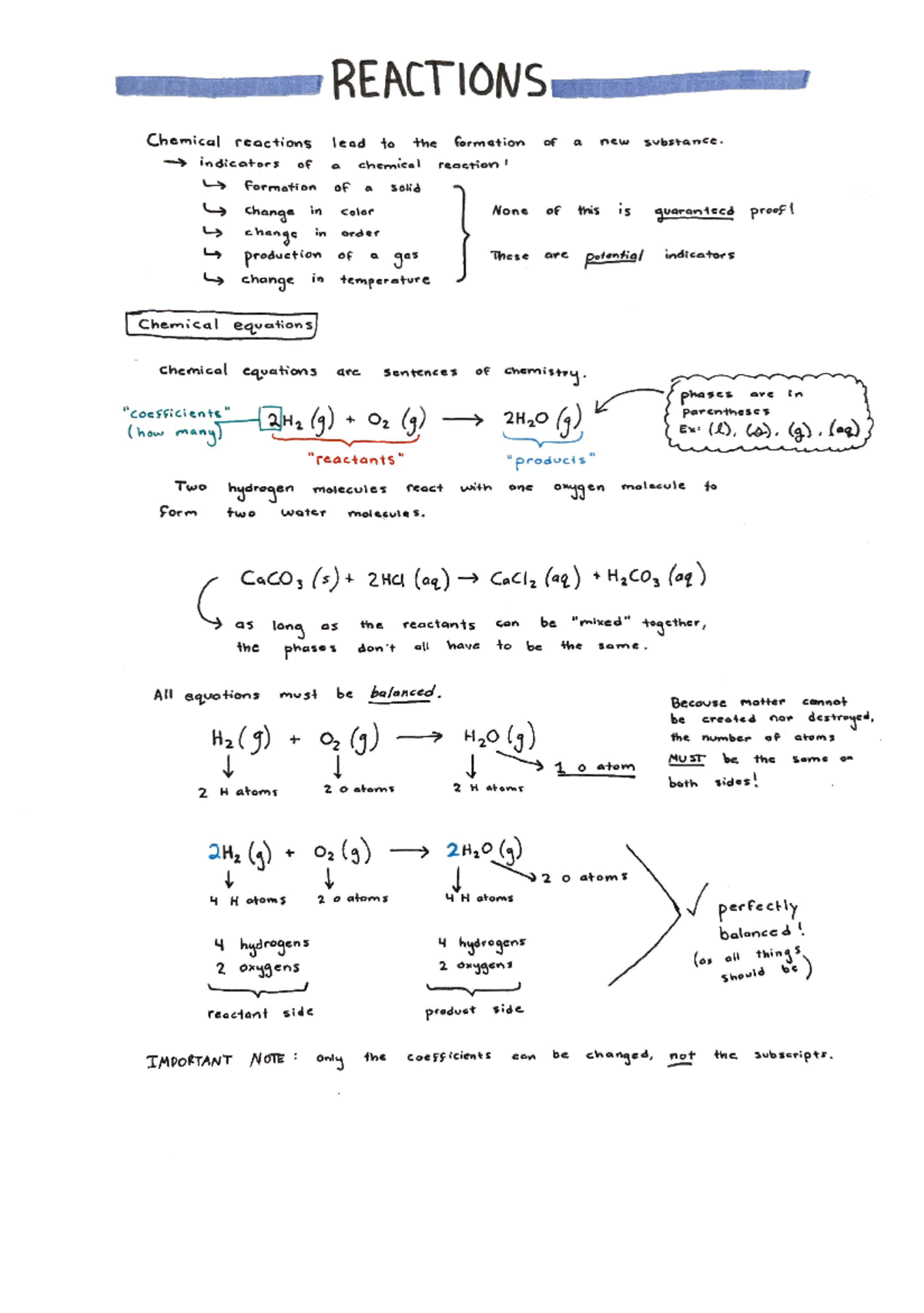 CHEM 101 - Reactions - CHE 101 - Studocu