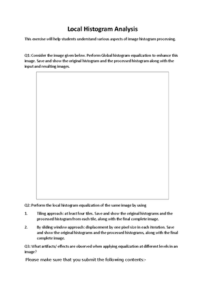 Local Histogram Analysis - Q1: Consider the image given below. Perform ...