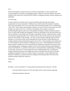 [Solved] Why is it important to assess all four language domains ...