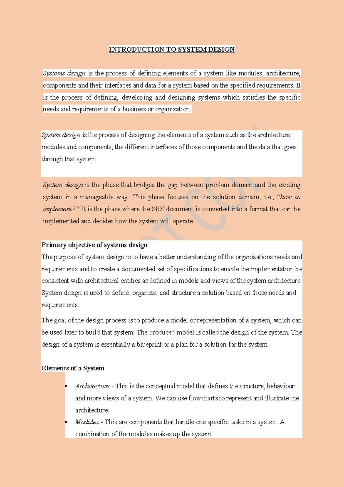 1 Introduction to system design - INTRODUCTION TO SYSTEM DESIGN Systems ...
