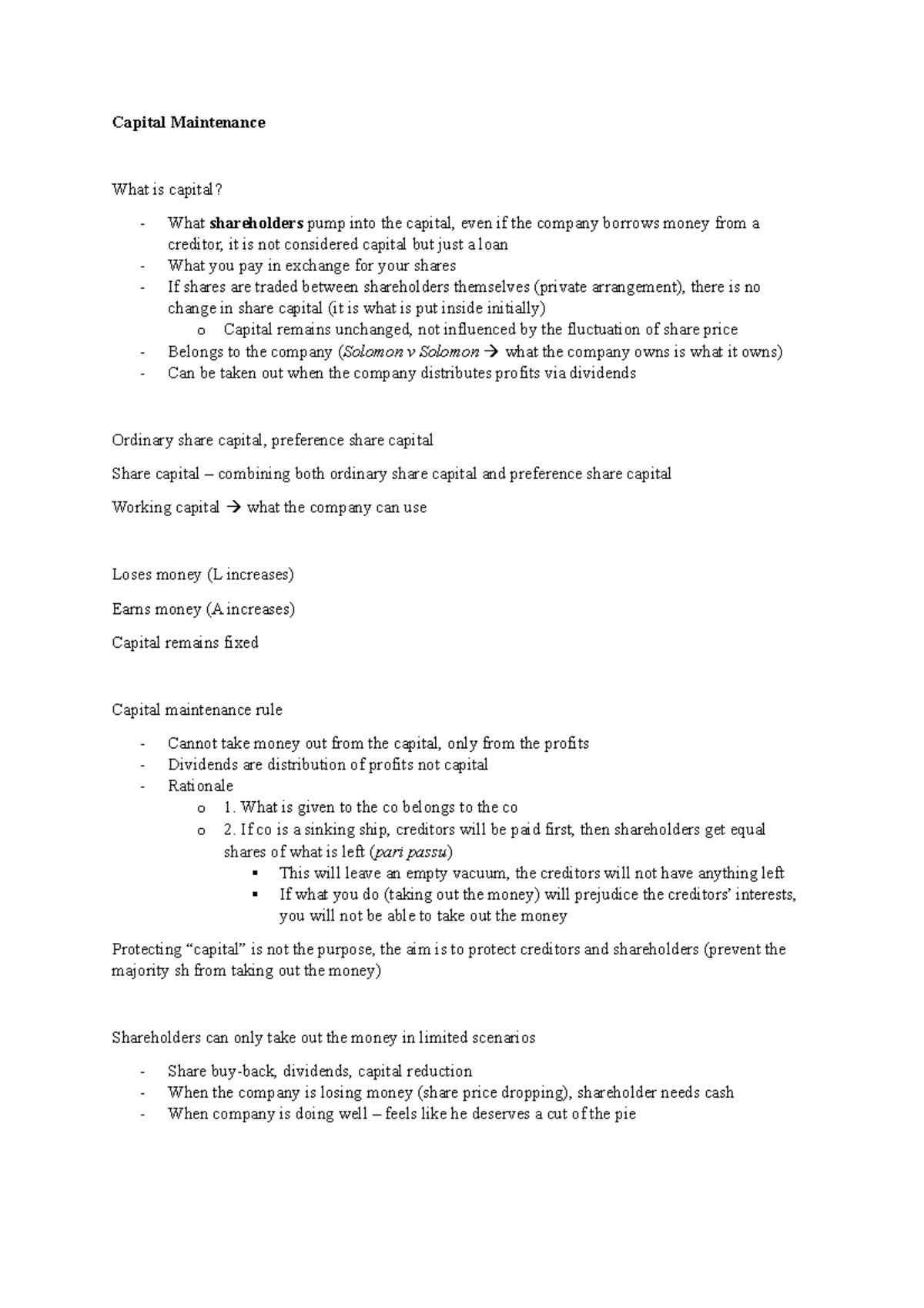 Capital Maintenance - Capital Maintenance What is capital? What ...