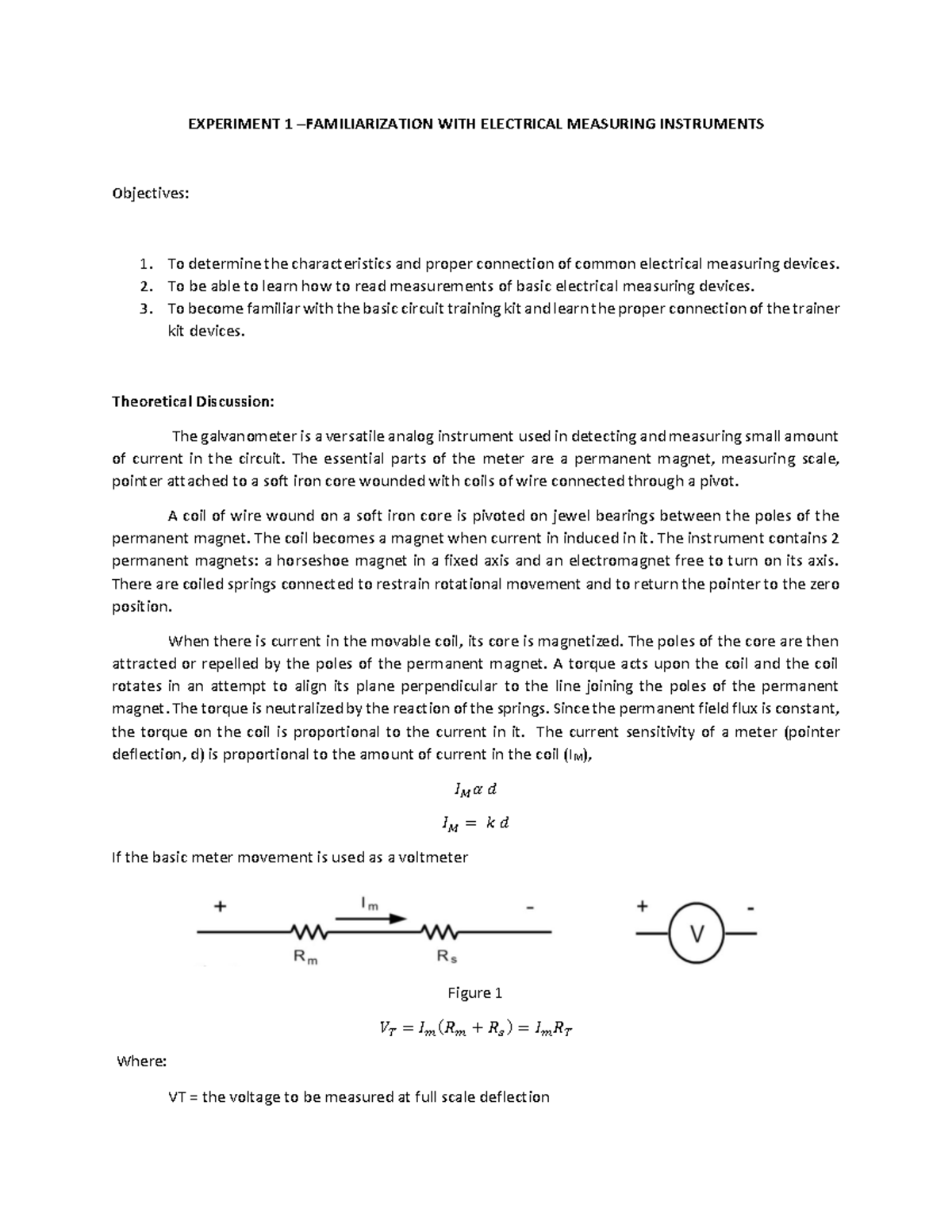 Activity-1 Familiarization-1 - EXPERIMENT 1 – FAMILIARIZATION WITH ...