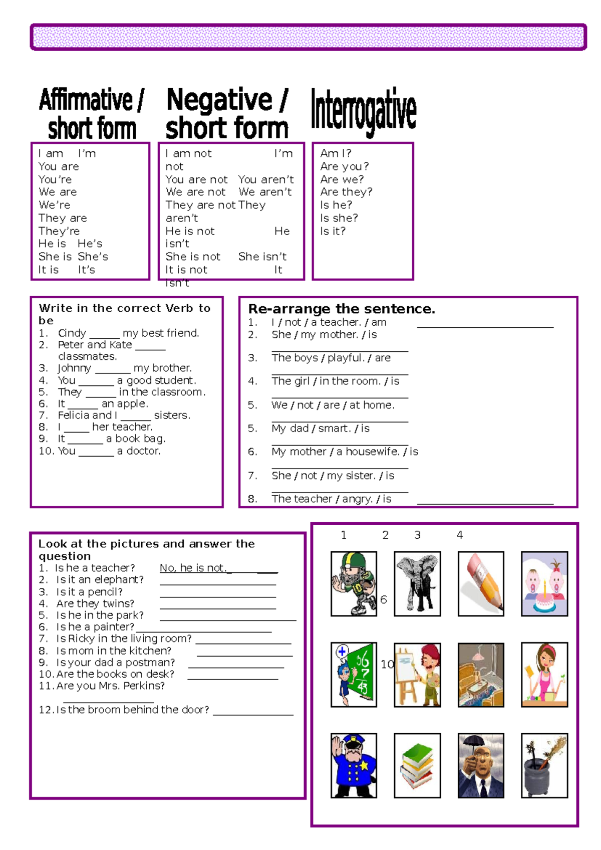 Verb-to-be-grammar 1 - I am I’m You are You’re We are We’re They are ...