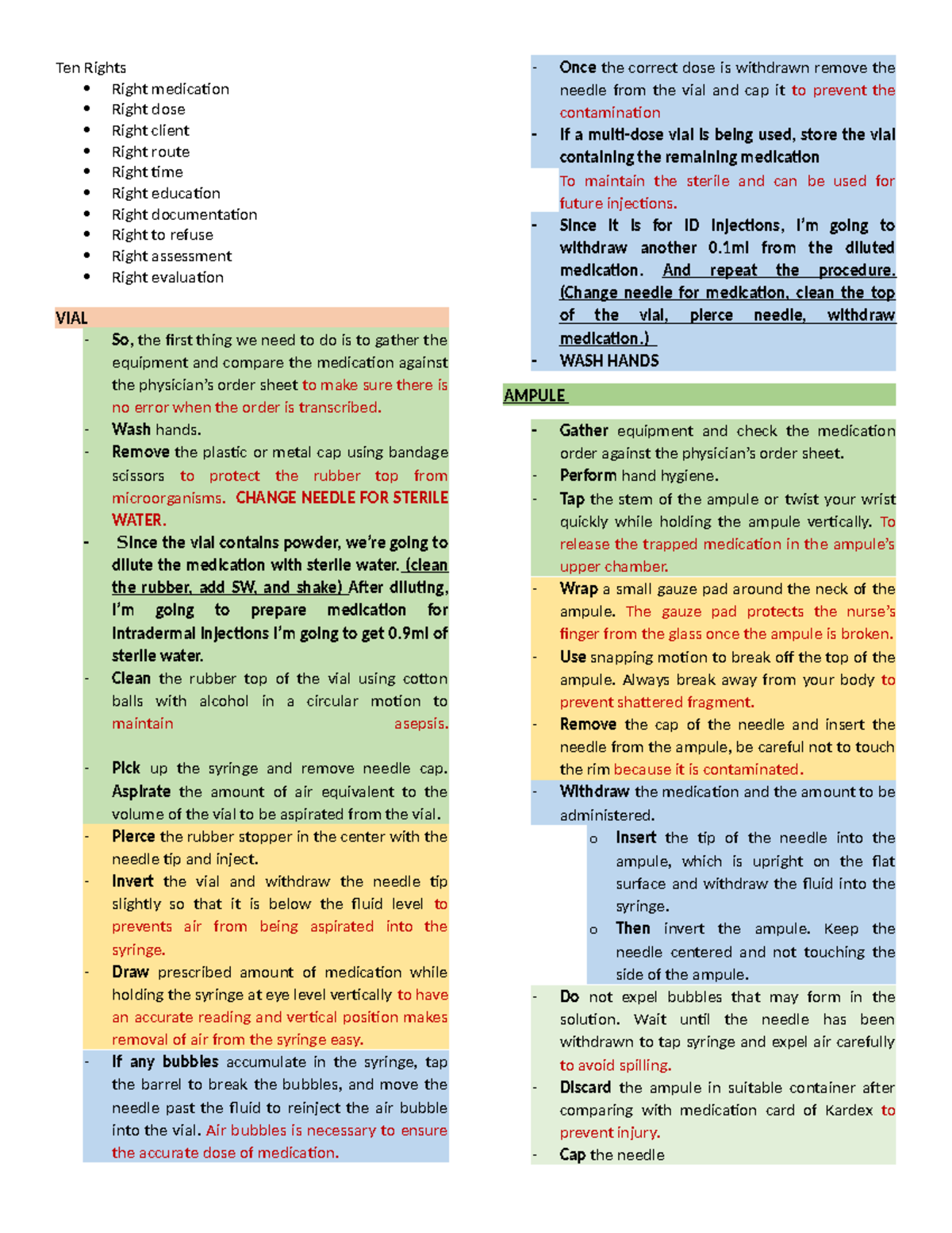 Injections- Script - RETDEMS INJECTION - Ten Rights Right medication ...