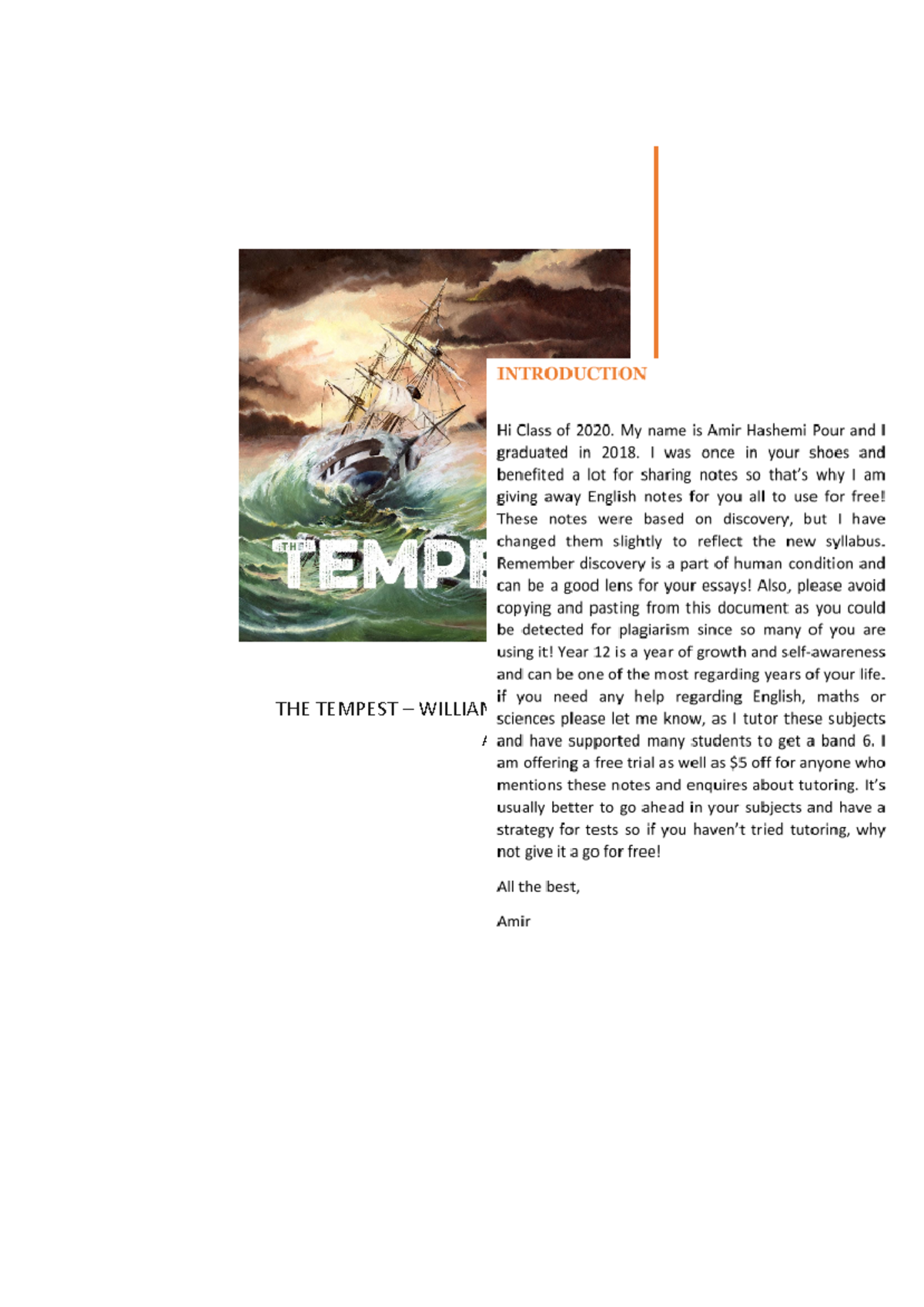 2020 EA The Tempest Notes Amir Hashemi - THE TEMPEST – WILLIAM ...