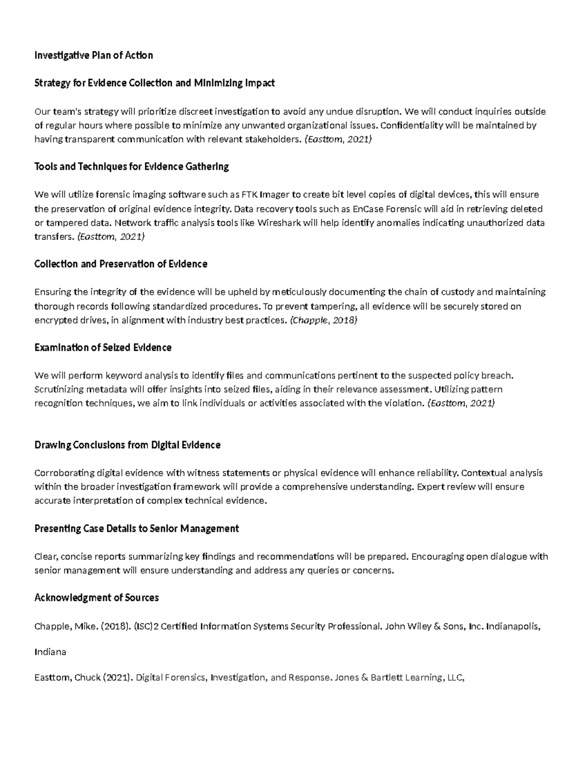 DOC1-1 - Investigative Plan of Action Strategy for Evidence Collection ...