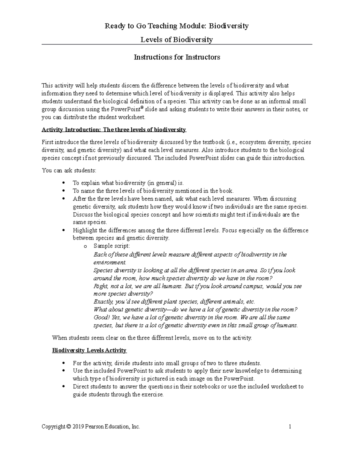 Levels-of-Biodiversity Activity Instructions - Ready to Go Teaching ...
