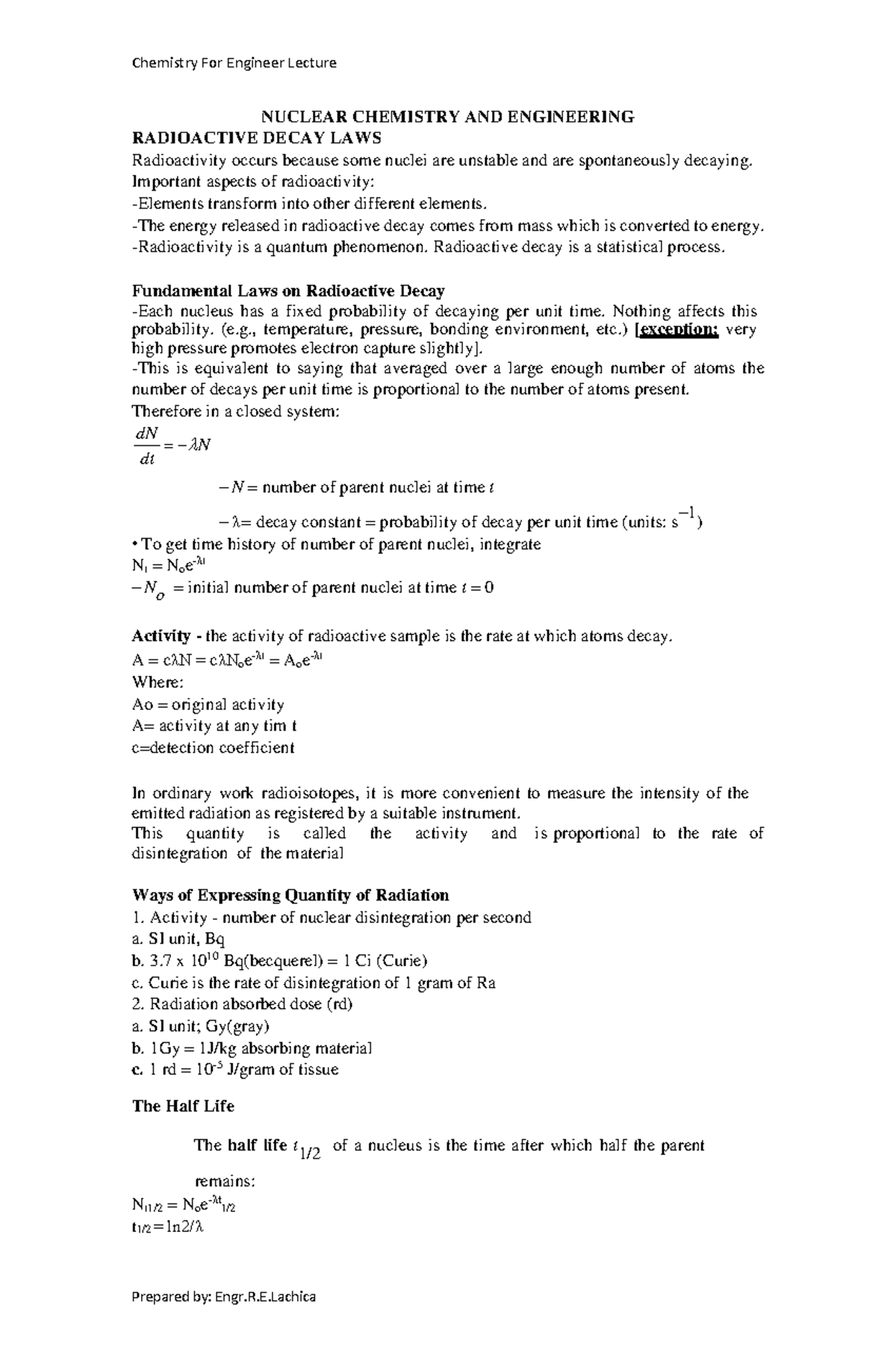 Nuclear Revise 1.3 - REVIEWER - Chemistry For Engineer Lecture Prepared ...