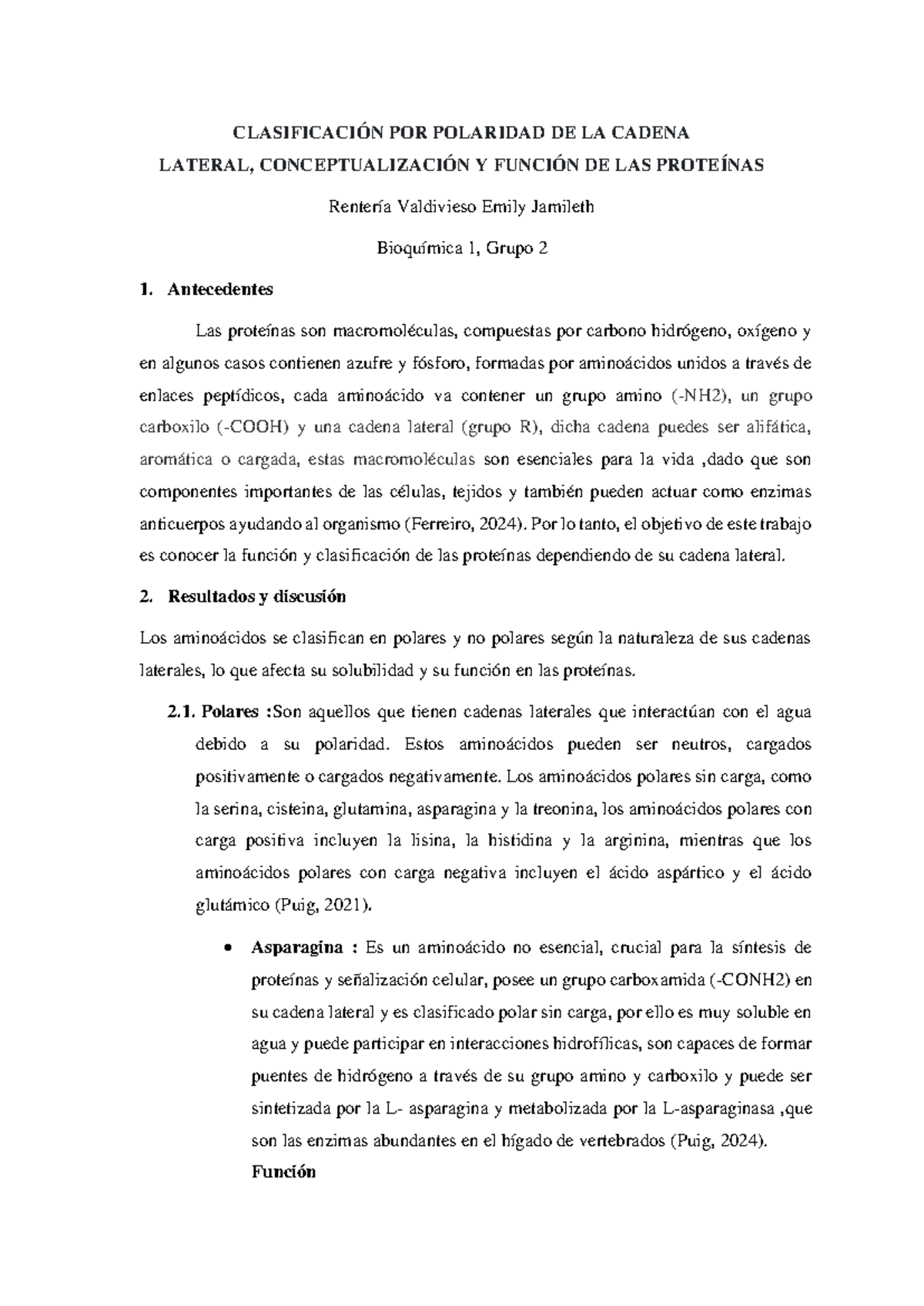 Clasificación de proteínas - CLASIFICACIÓN POR POLARIDAD DE LA CADENA ...