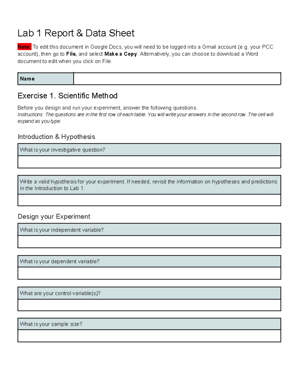 Lab 1 Report and Datasheet - Lab 1 Report & Data Sheet Note: To edit ...