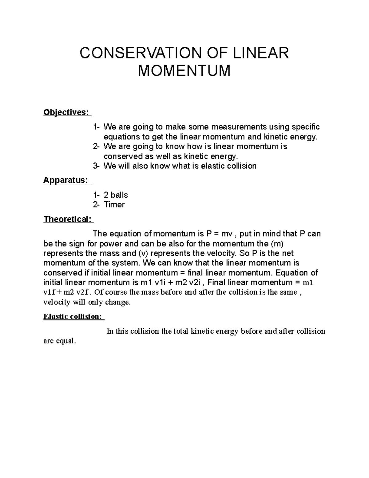 Conservation OF Linear Momentum - CONSERVATION OF LINEAR MOMENTUM ...