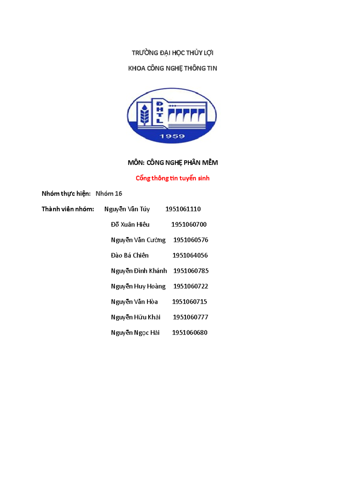 Nhiệm-vụ-3 4 - Nhiệm vụ 3-4 - TR NG Đ I H C TH Y L IƯỜẠỌỦỢ KHOA CÔNG NGH THÔNG TINỆ MÔN: CÔNG ...