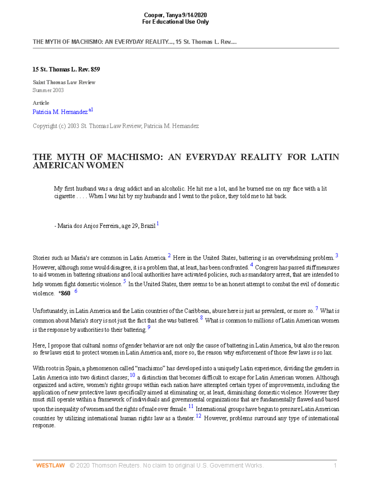 THE MYTH OF Machismo AN Everyday Reality FOR Latin American Women - For ...