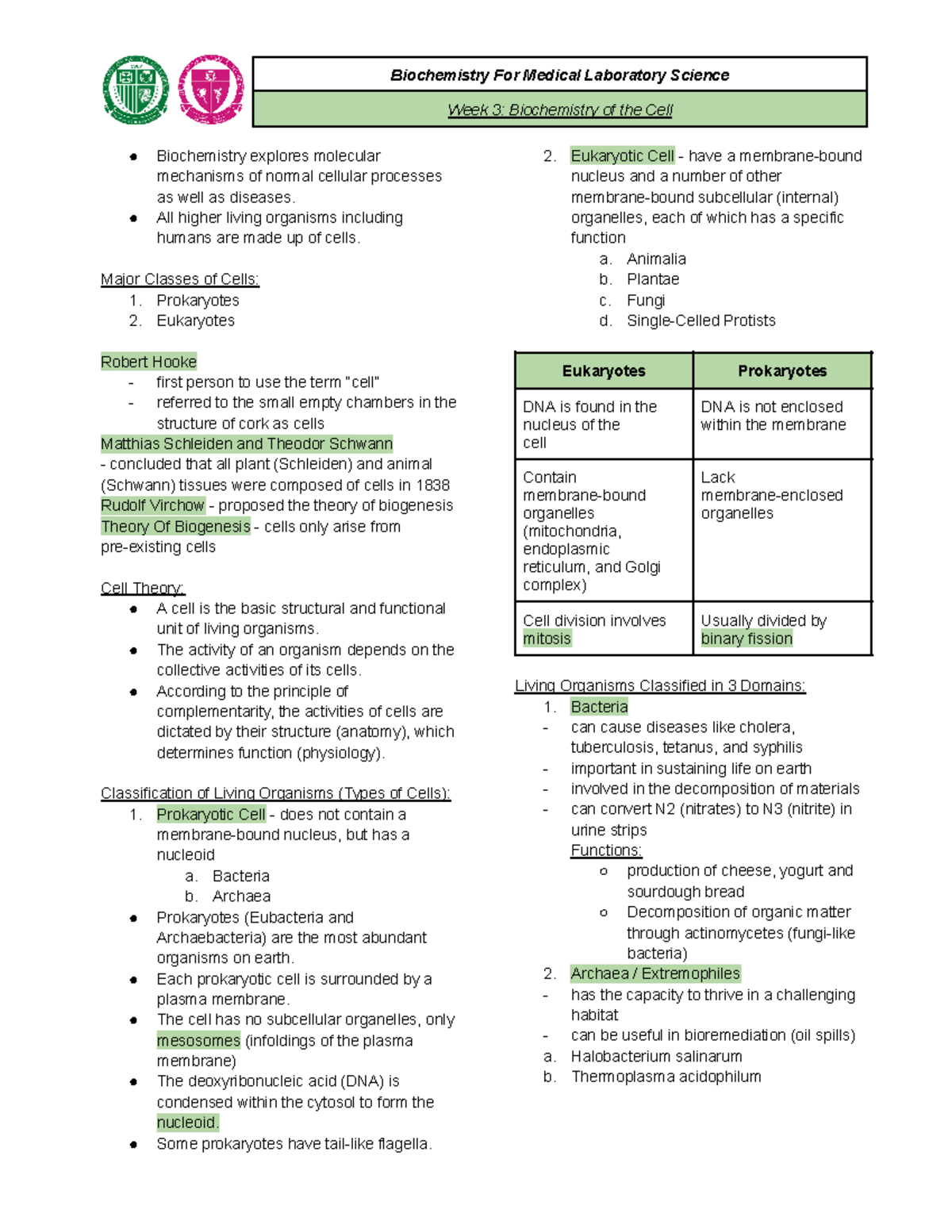 WEEK-3 -Biochemistry-of-the-Cell - Biochemistry For Medical Laboratory ...