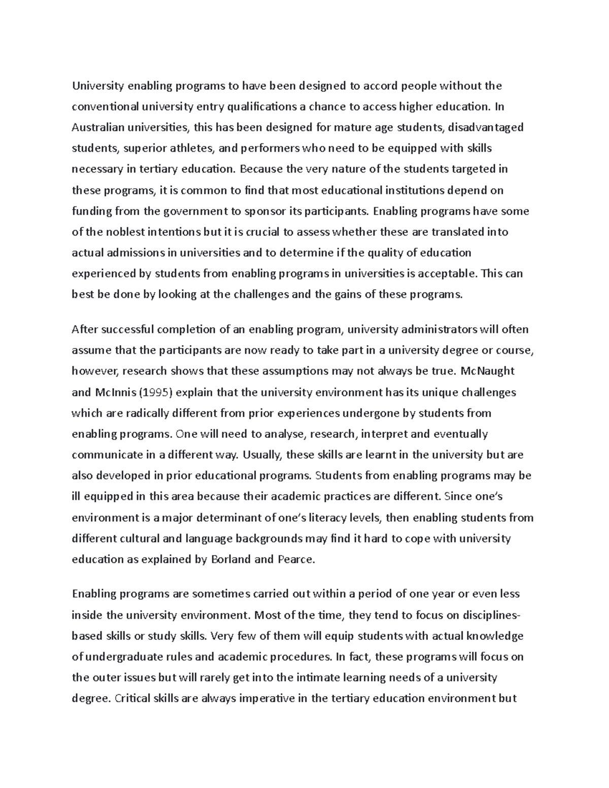 Attitudinal and confidence issues inherent - University enabling ...