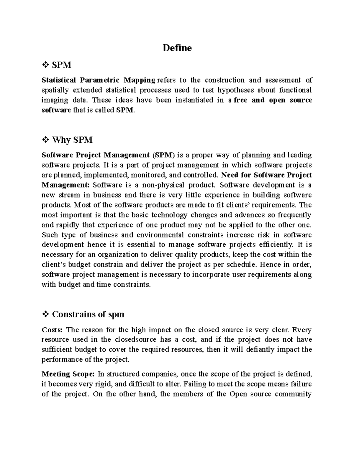 SPM - Define SPM Statistical Parametric Mapping refers to the ...