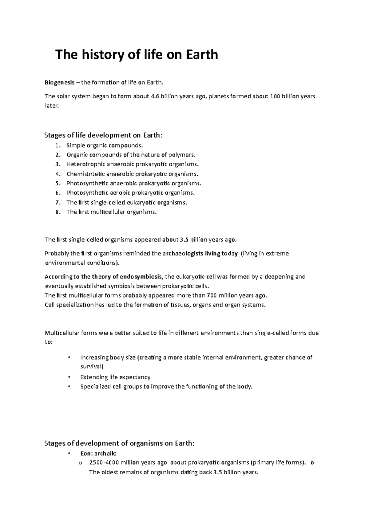 The history of life and biology on Earth - The history of life on Earth ...