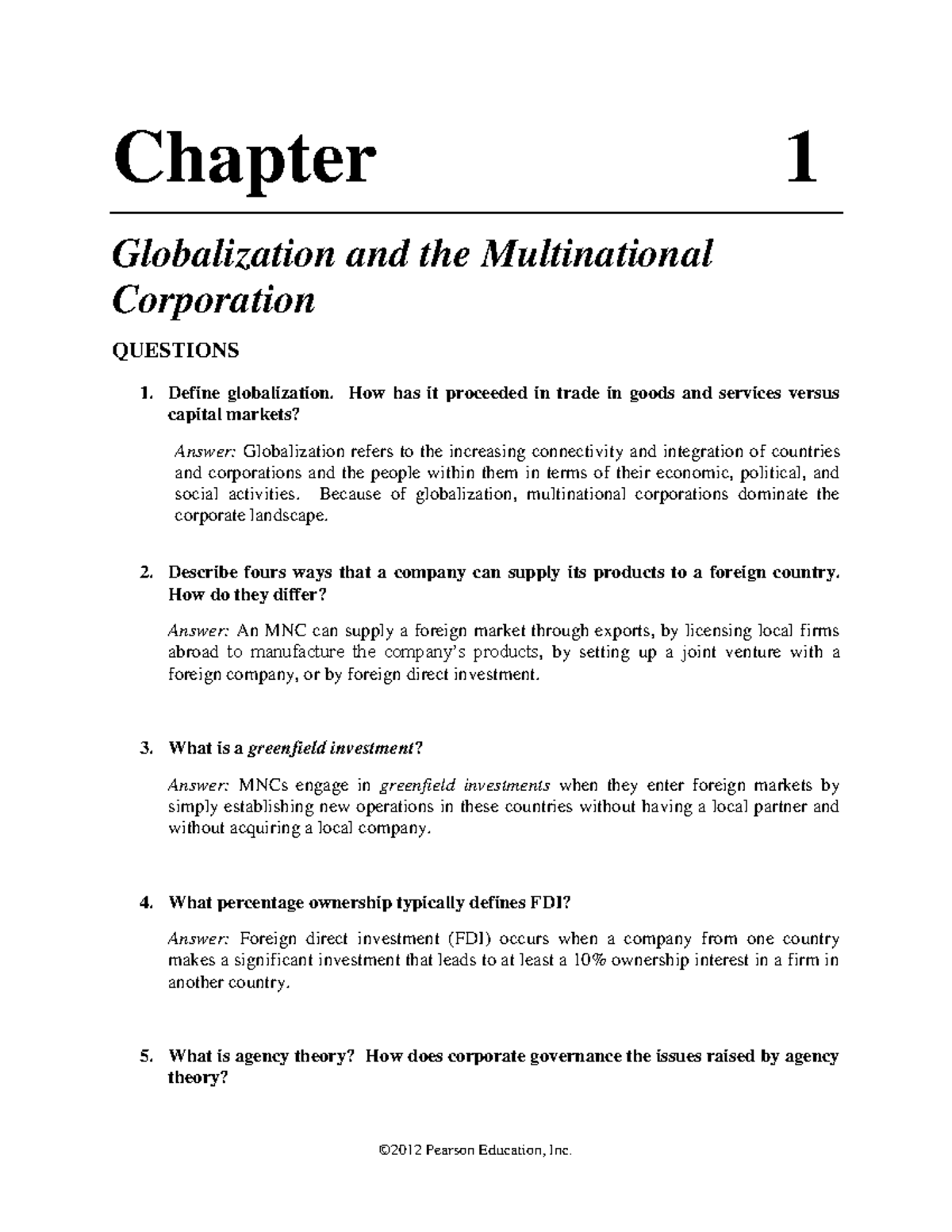 Chapter 1. Globalization and the Multinational Corporation - Chapter 1 Globalization and the ...