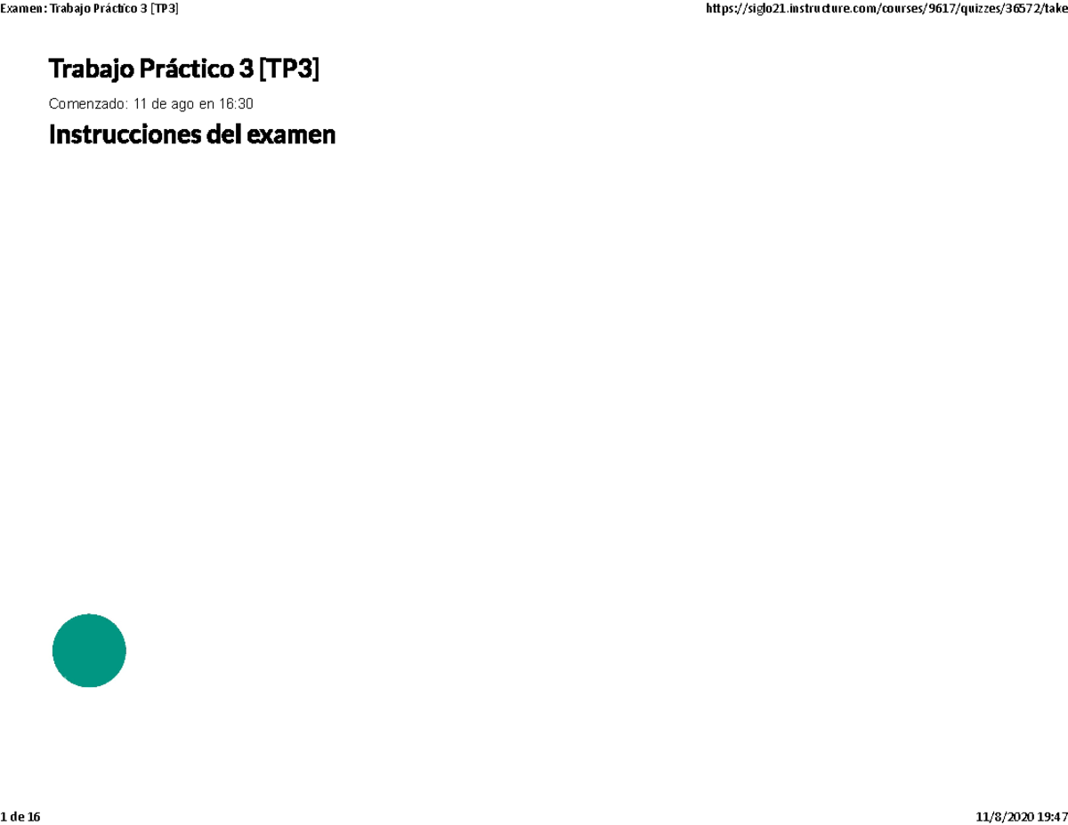 TP3 Privado 87% Ago 2020 - Warning: TT: undefined function: 32 Comenzado: 11 de ago en 16: 01 ...