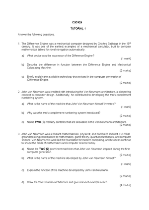 CSC429 ASSESSMENT - COMPUTER ORGANIZATION AND ARCHITECTURE (CSC 429 ) INDIVIDUAL PROJECT NAME ...