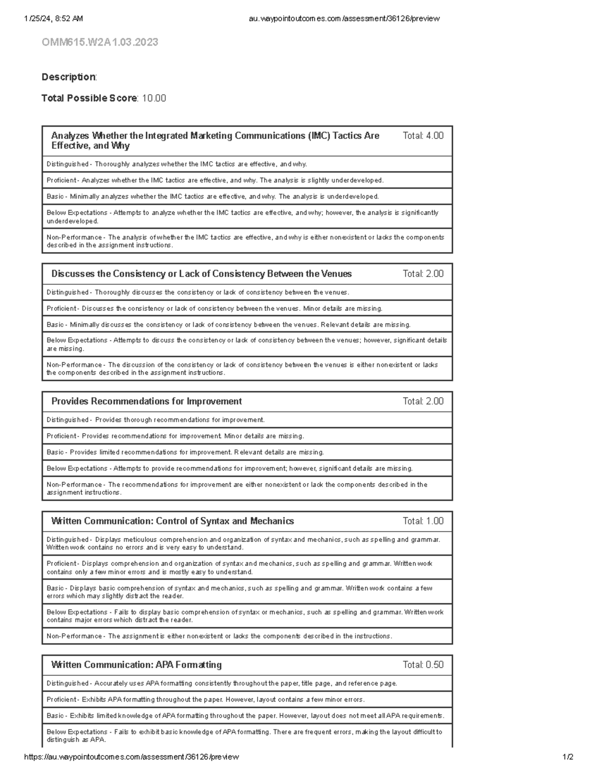 Week 2 - Assignment-Grading Rubric - 1/25/24, 8:52 AM au ...