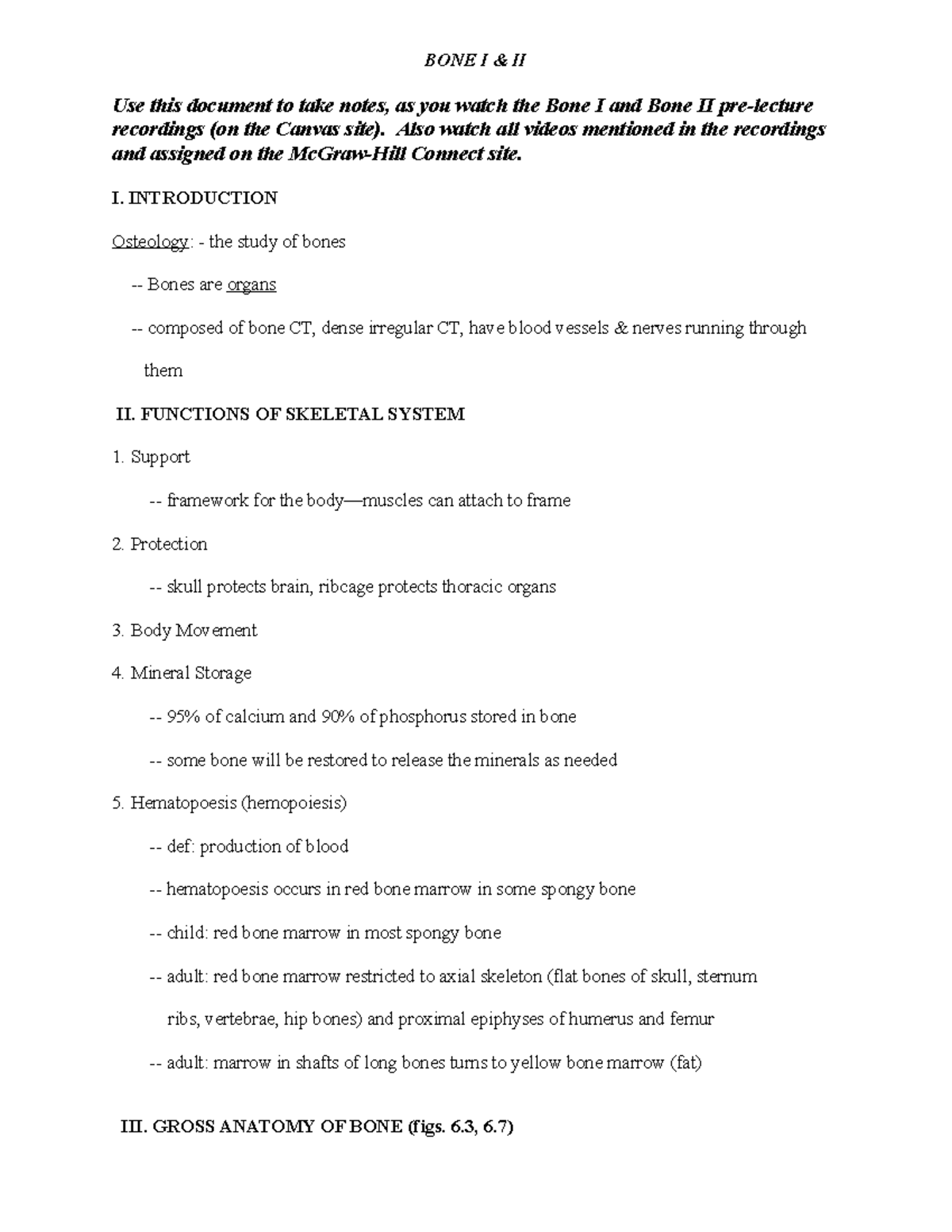 A215 Bone Fall2022 - BONE I & II Use this document to take notes, as ...