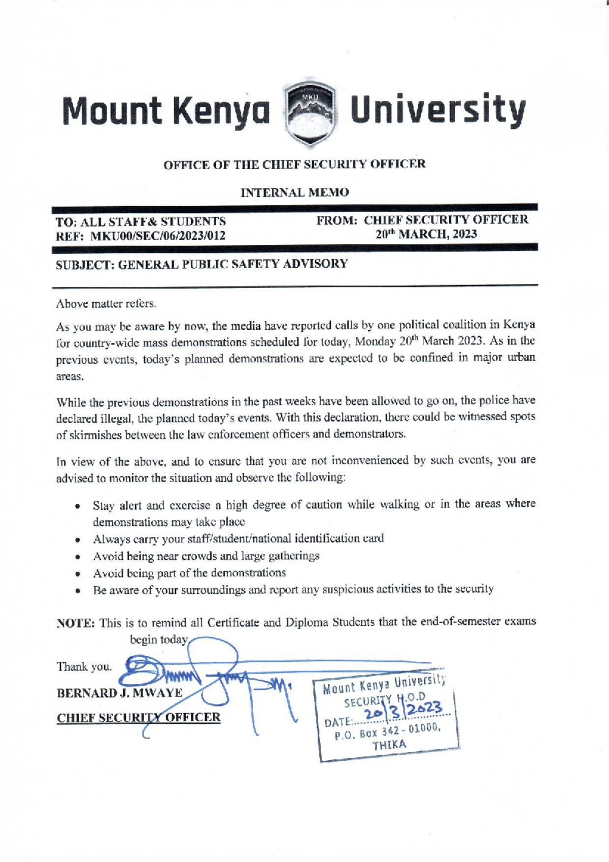 Advisory 2 - its helpful; - MKU Mount Kenya University OFFICE OF THE ...