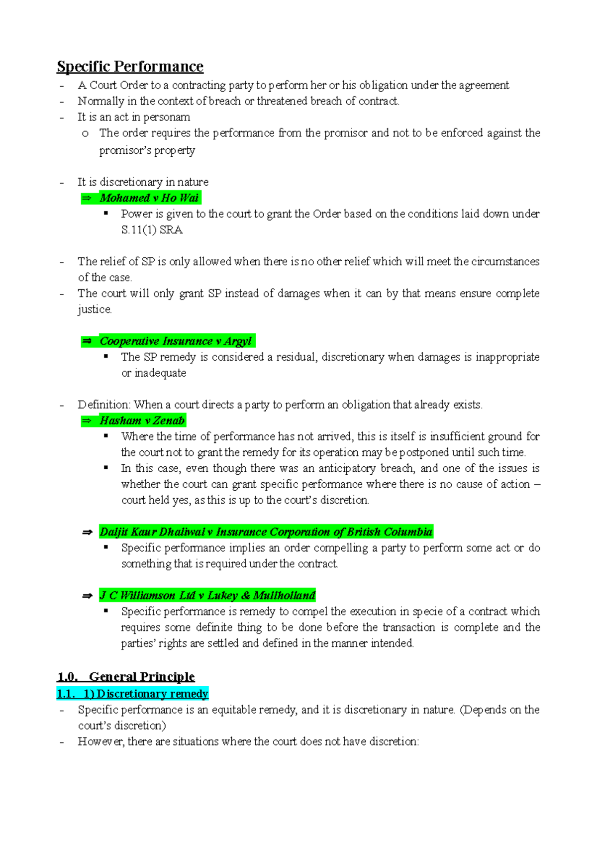 Specific Performance Part 1: Equity and Trust - Specific Performance ...