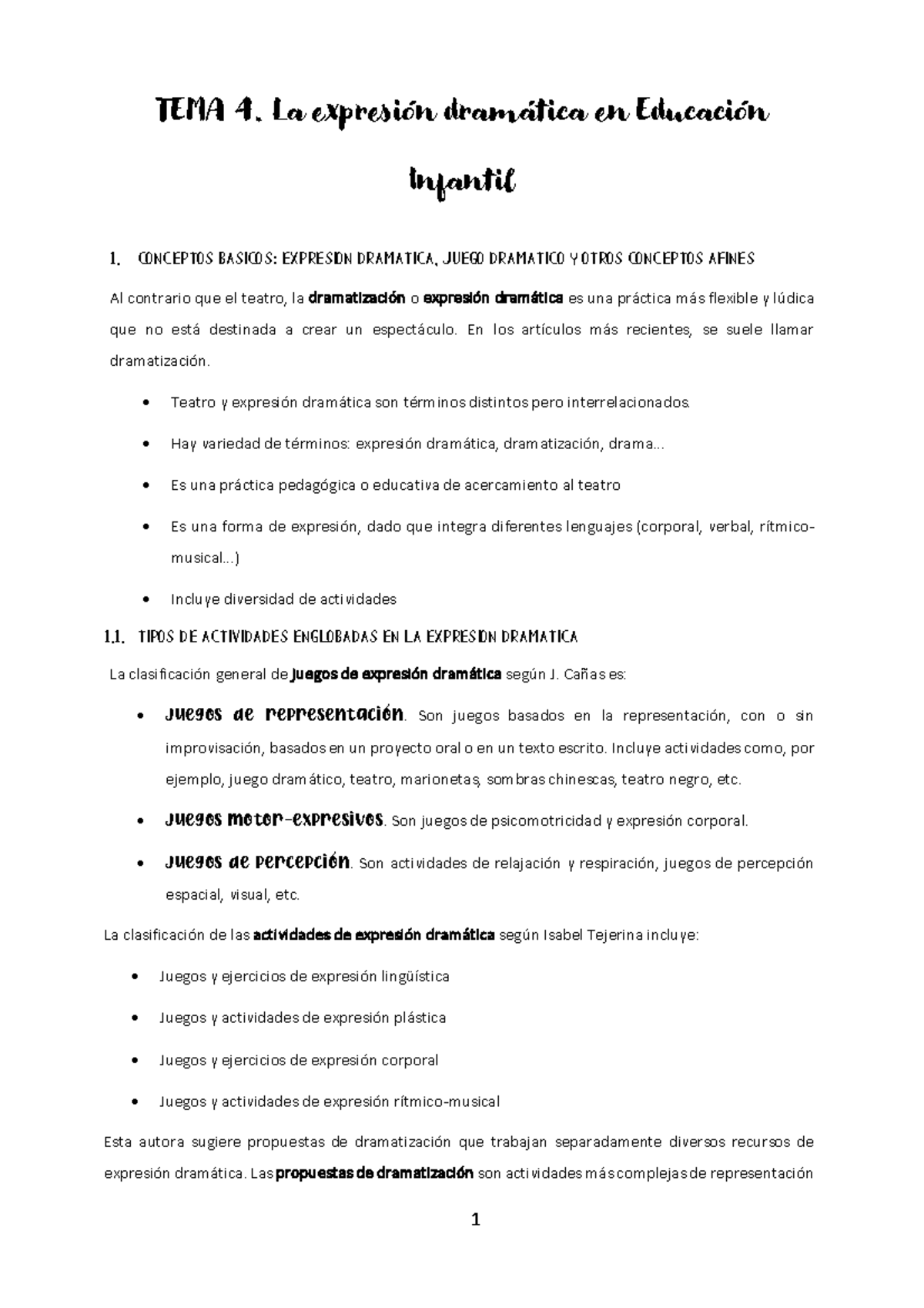TEMA 4 - Apuntes 4 - TEMA 4. La expresión dramática en Educación ...