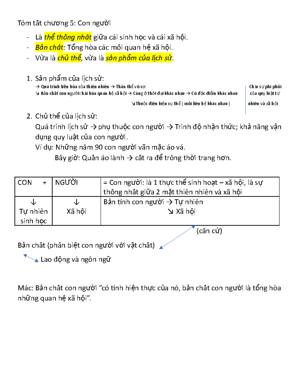 Triết - Note by english - Tóm tắắt ch ương 5: Con ng ười Là th ể thốống nhấốtgi ữa cái sinh h c ...