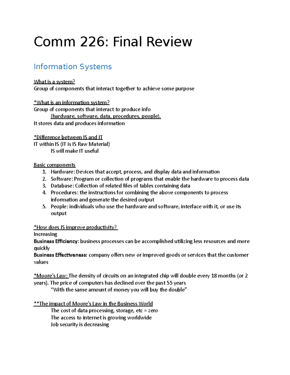 Awesome Final Review COMM226 - Comm 226: Final Review Information ...