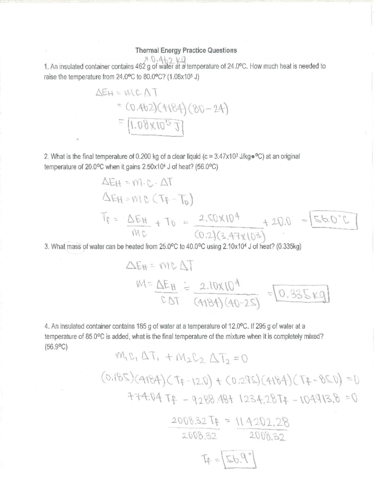 08 - thermal energy ws key - Industrial Engineering - Studocu