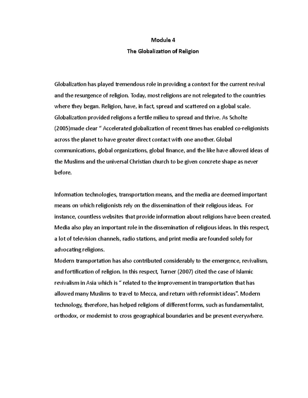 Module 4 The Globalization of Religion - Module 4 The Globalization of ...