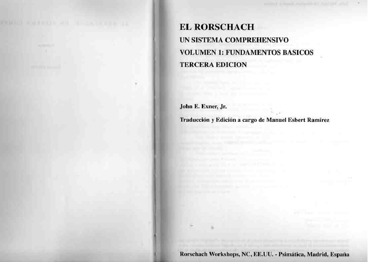 Exner. Rorschach. Un Sistema Comprehensivo. Cap. 1 - Pruebas ...