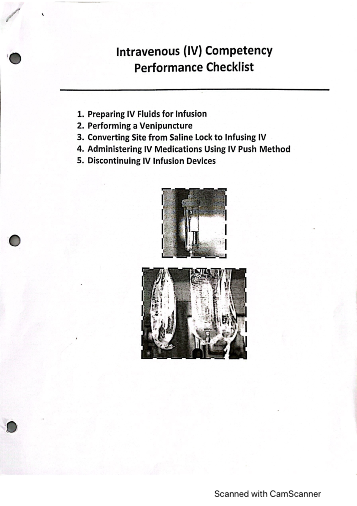 Nursing Intravenous IV - Intravenous (IV) Competency Performance ...