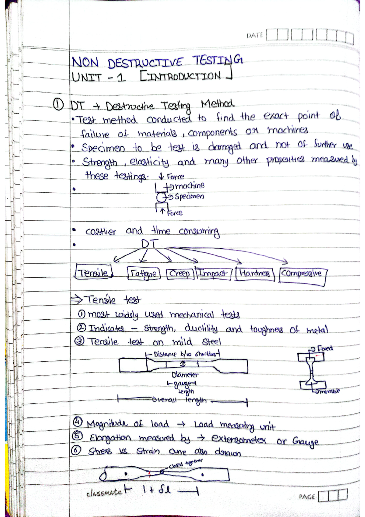 NDT Notes 1,2,3,4,5 SEB - DATE NON DESTRUCTIVE TESTING UNIT 1 I DT ...