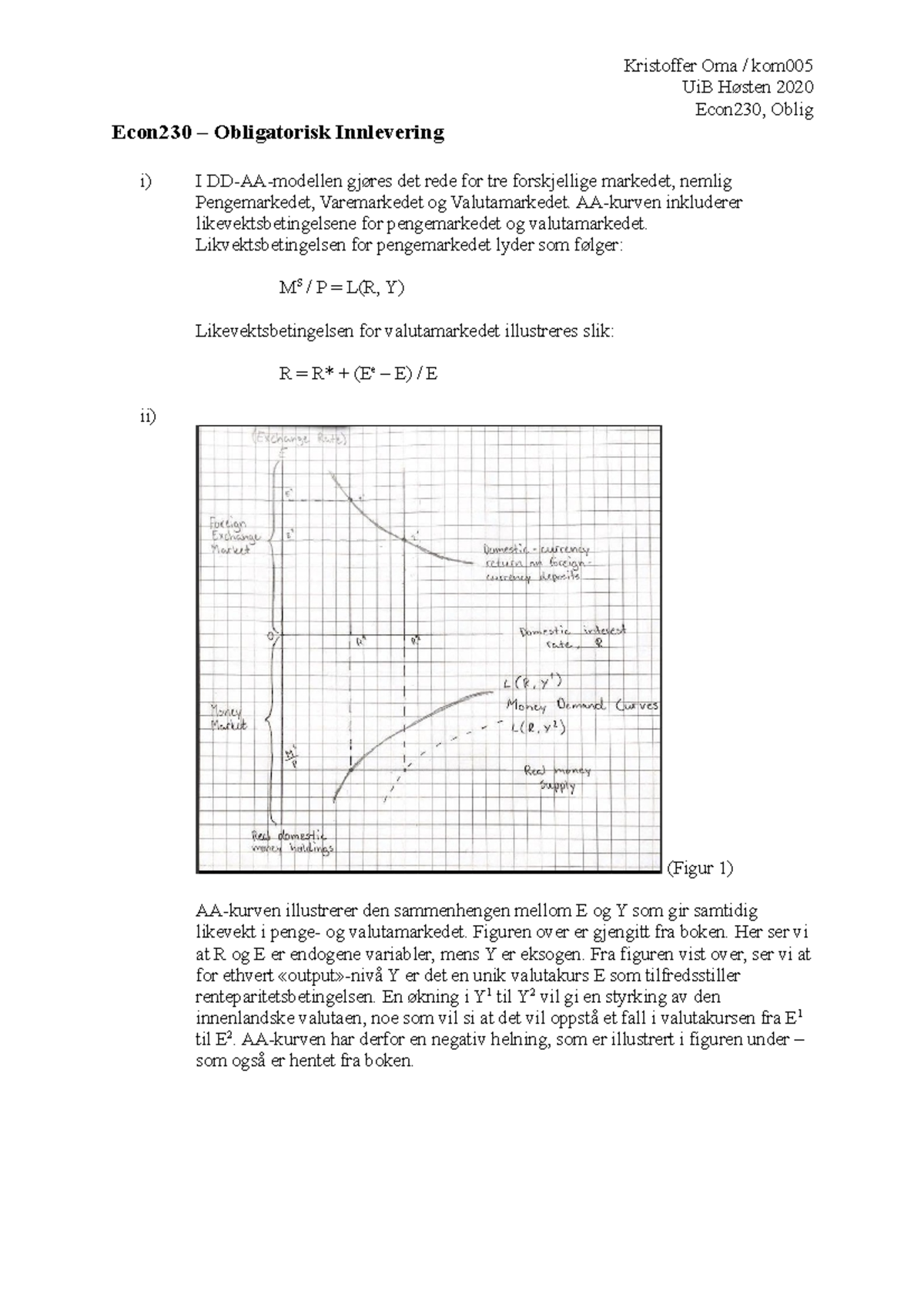 Econ230 - innlevering-1 - UiB Høsten 2020 Econ230, Oblig Econ230 – Obligatorisk Innlevering i) I ...