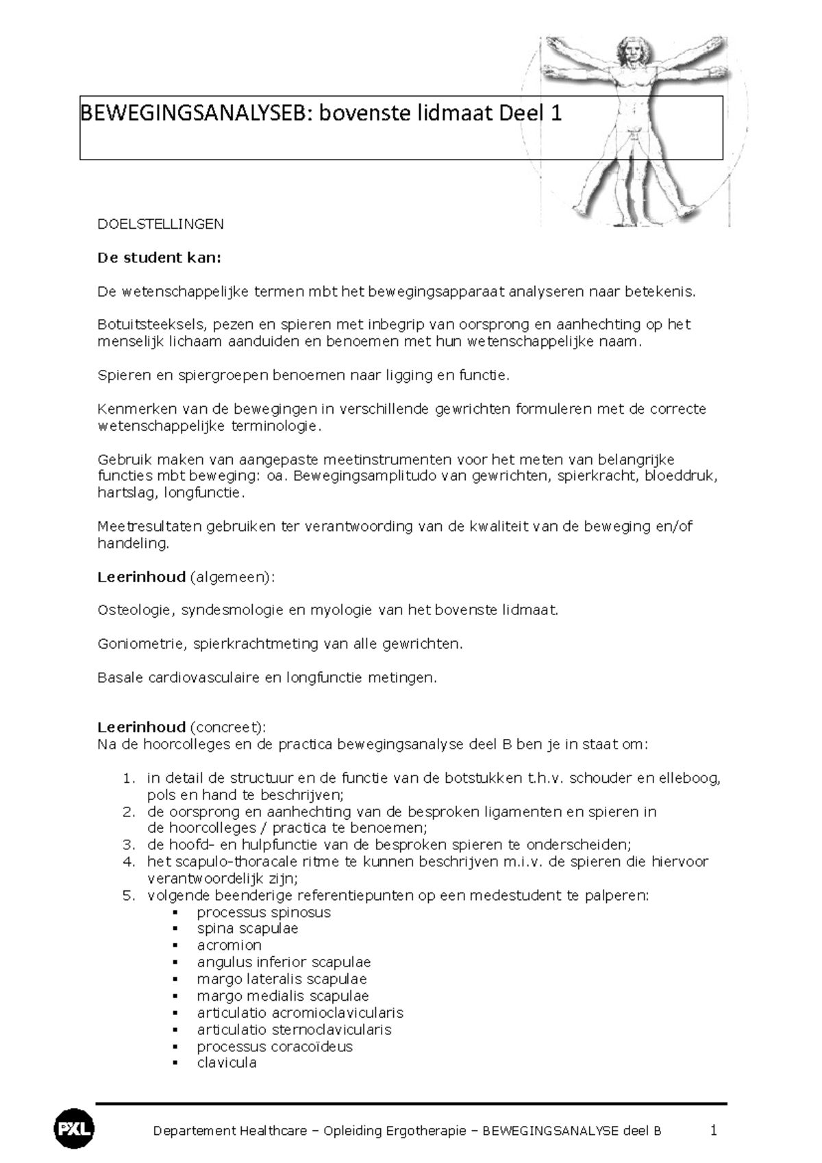 Werkboek bewegingsanalyse B deel 1 2223 - BEWEGINGSANALYSEB: bovenste lidmaat Deel 1 ...