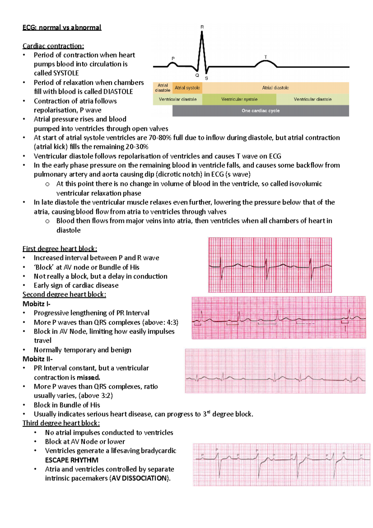 6- ECG - lecture notes - ECG: normal vs abnormal Cardiac contraction ...