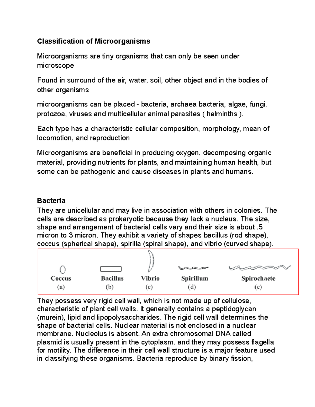 Classification of Microorganisms - Classification of Microorganisms ...
