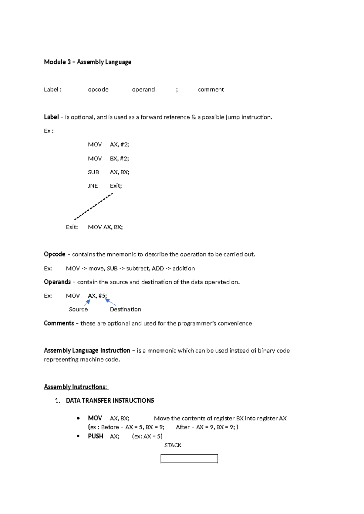 Module 3 - Assembly Language (Assembly Language Instructions and Addressing Modes) - Module 3 ...