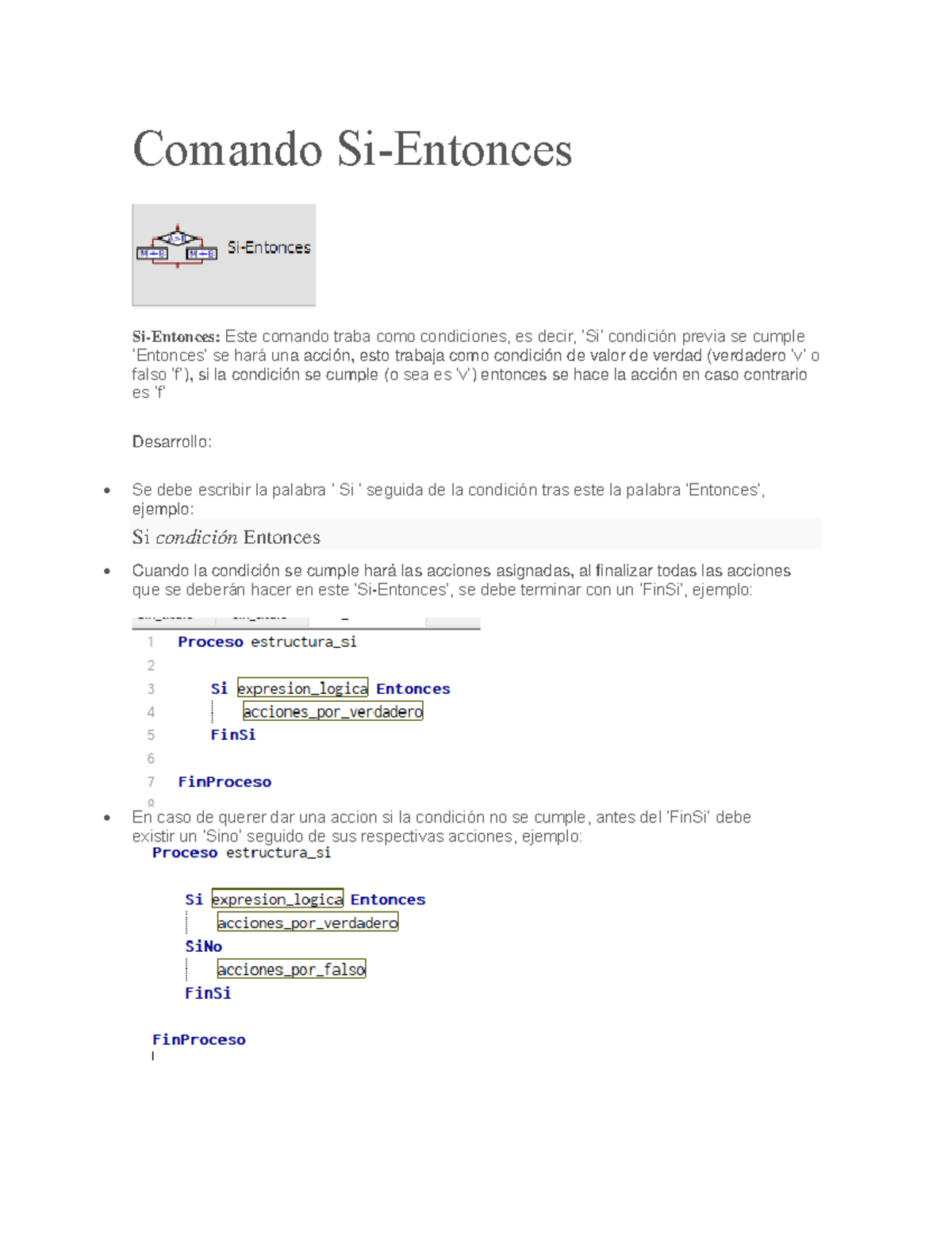 Concepto del Comando-si - Comando Si-Entonces Si-Entonces: Este comando ...