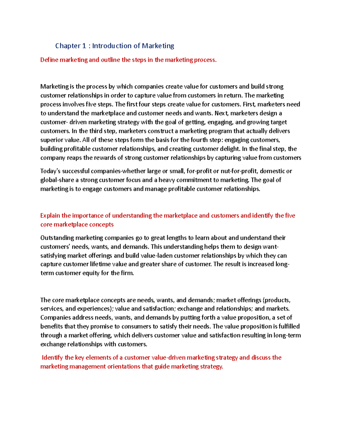 Marketing notes - Chapter 1 : Introduction of Marketing Define ...