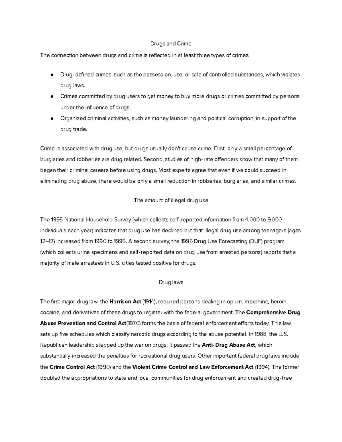 Criminal Justice Notes PDF-Leah-2 - Drugs and Crime The connection ...