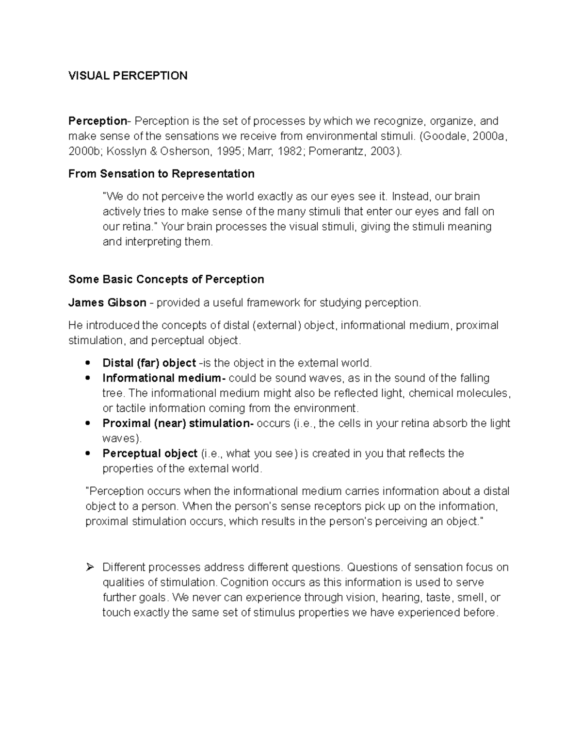 - Lecture notes chapter 3 - VISUAL PERCEPTION Perception - Perception ...