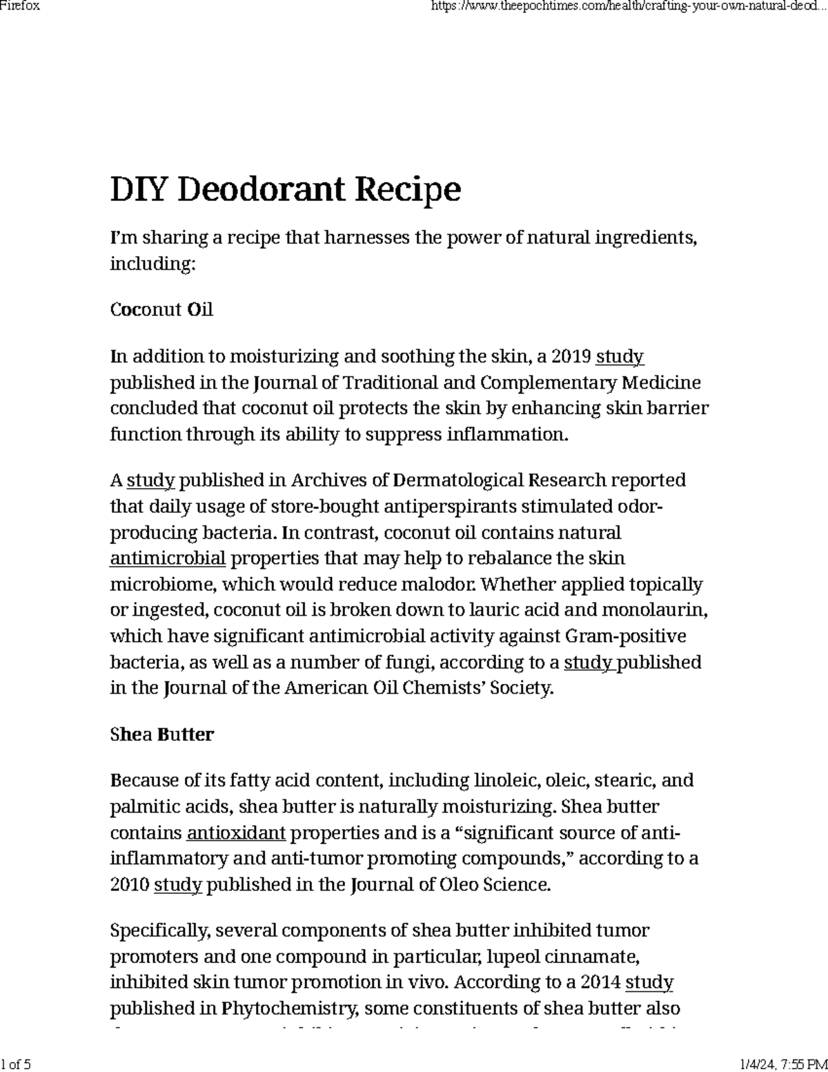 Natural Deodorant The Epoch Times - DDIIYY DDeeooddoorraanntt ...