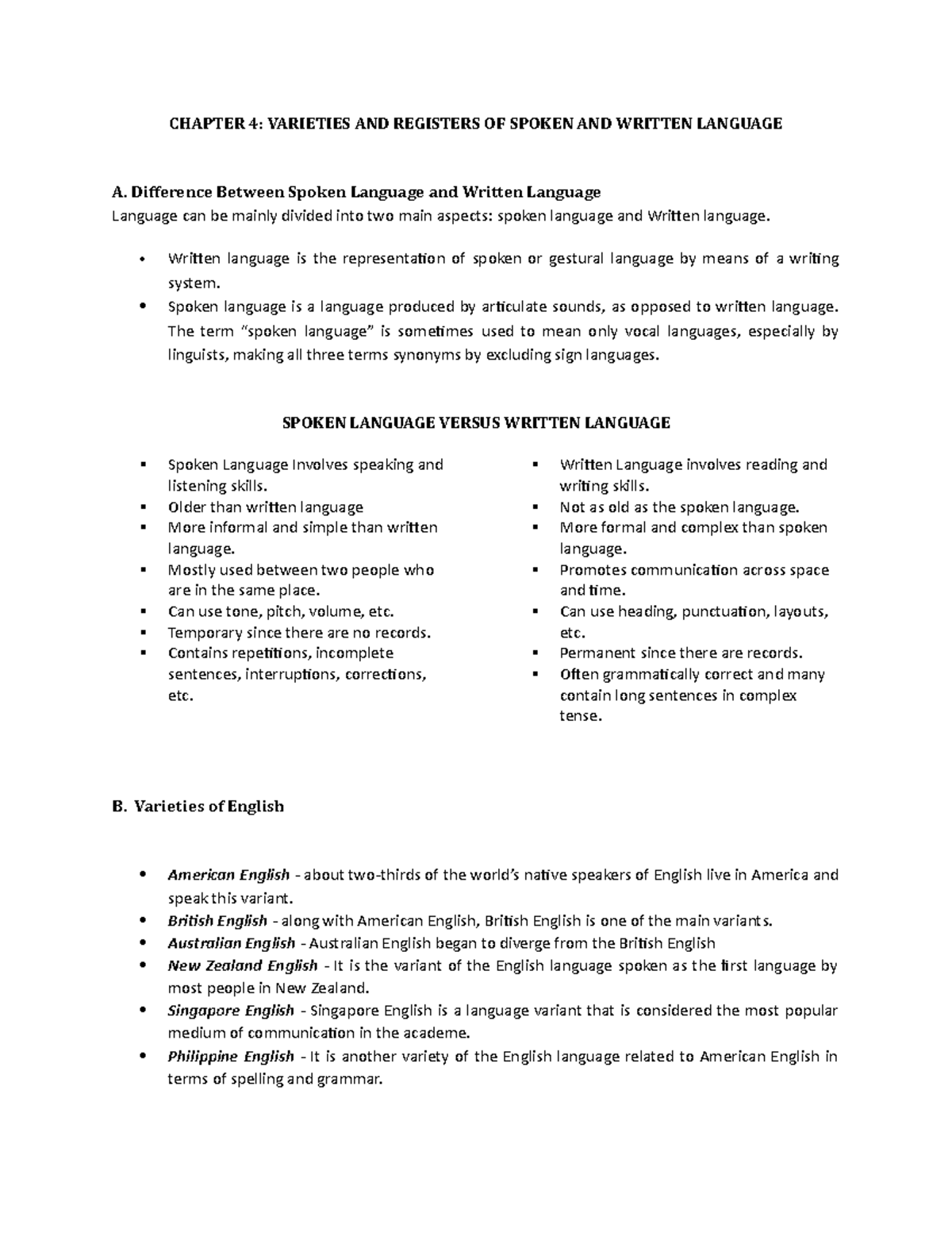 Chapter-4 - Eng 3A lecture note chapter 4 - CHAPTER 4: VARIETIES AND ...